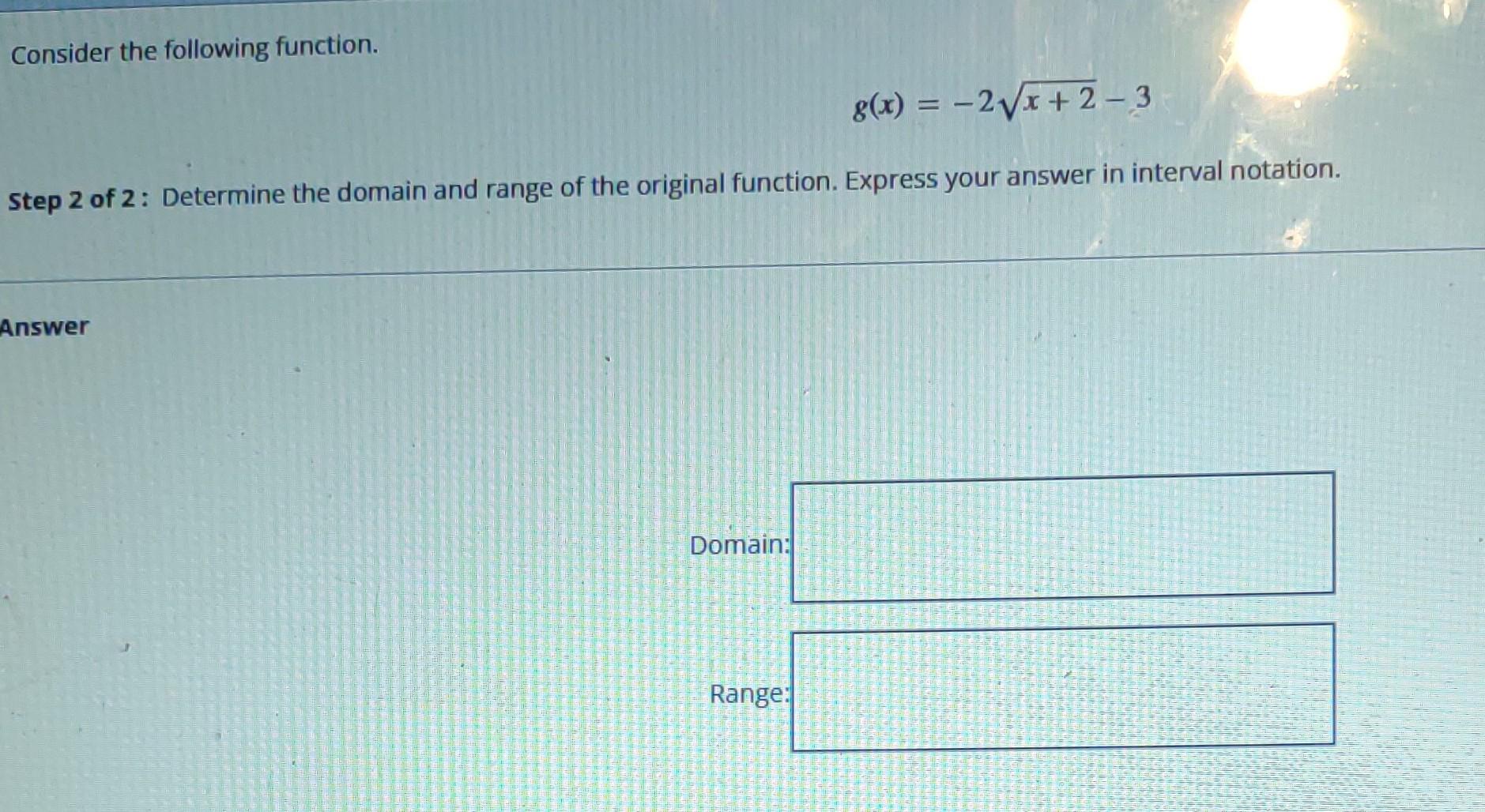 Solved Consider the following function. 8(x) = -2Vx+ 2-3 | Chegg.com