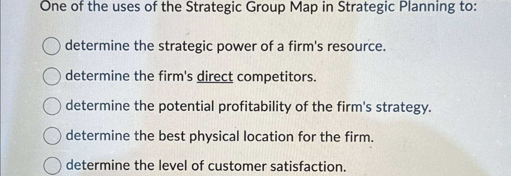 Solved One of the uses of the Strategic Group Map in | Chegg.com