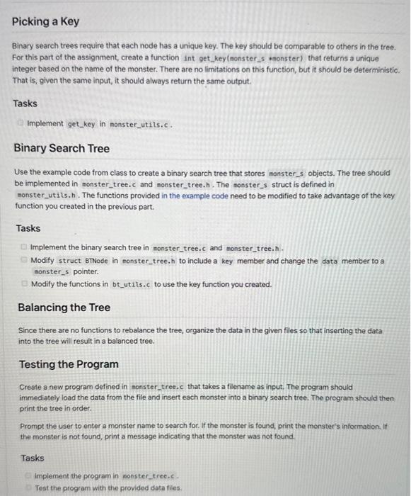 Solved Binary search trees require that each node has a | Chegg.com