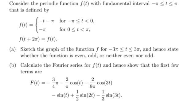 Solved Consider the periodic function f(t) with fundamental | Chegg.com