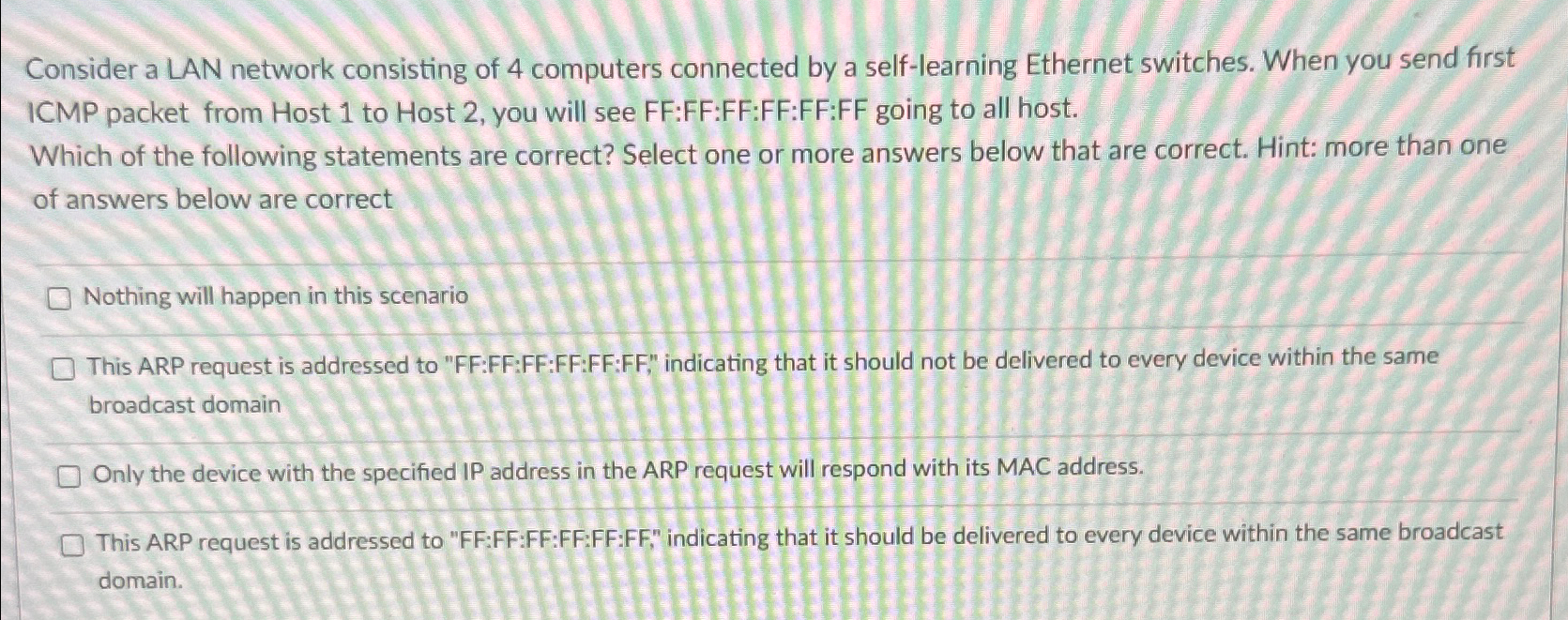 Solved Consider a LAN network consisting of 4 ﻿computers | Chegg.com