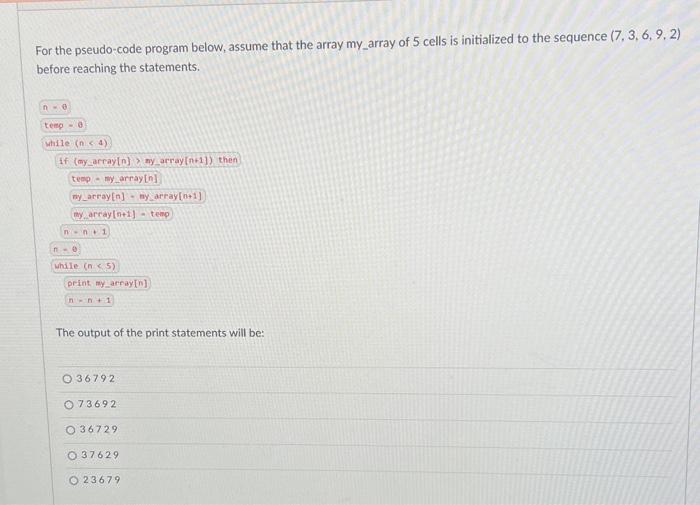 Solved For the pseudo-code program below and its auxiliary | Chegg.com