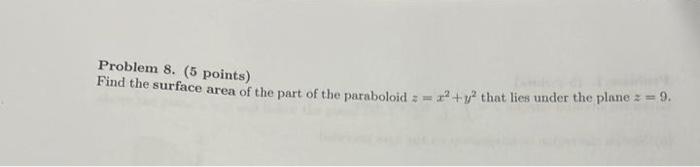 Solved Problem 10. (5 points) Set up the following integral | Chegg.com