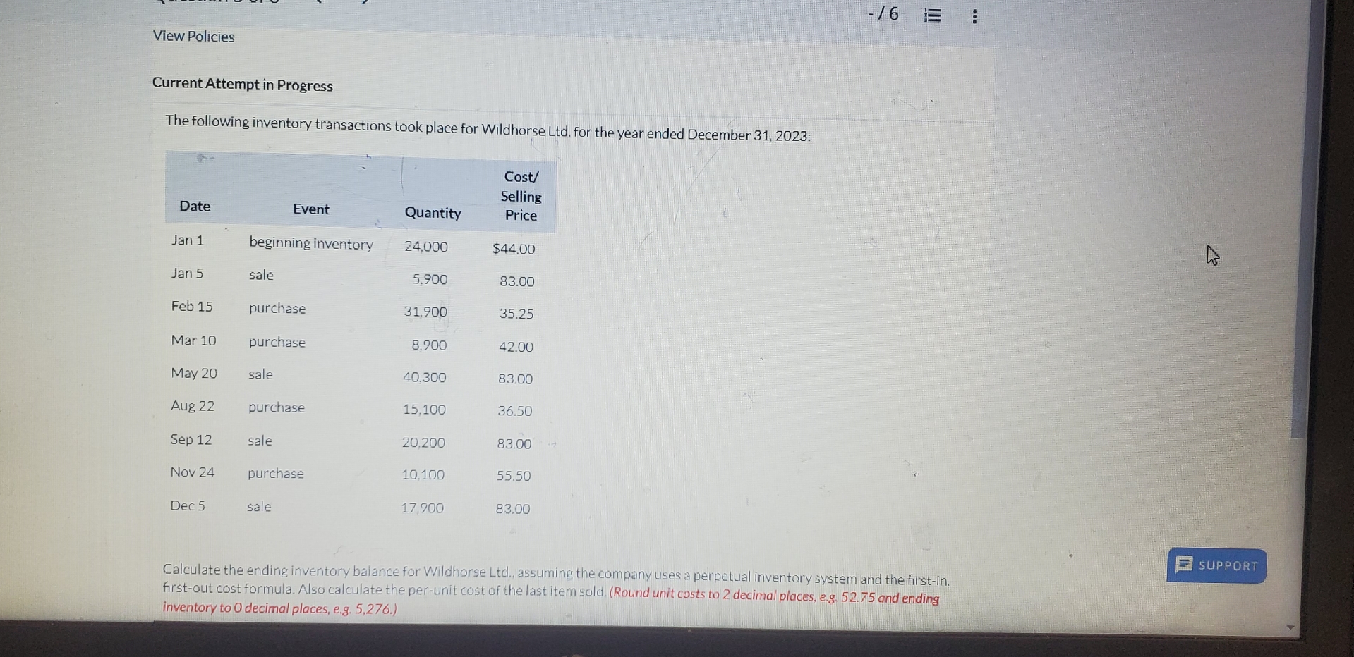 Solved -6View PoliciesCurrent Attempt in ProgressThe | Chegg.com