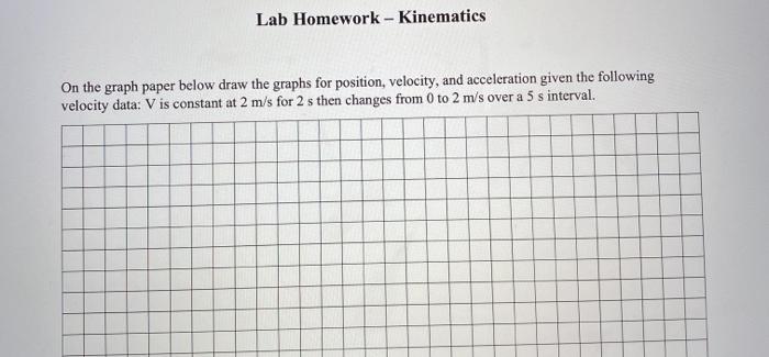 Solved Lab Homework - Kinematics On the graph paper below | Chegg.com