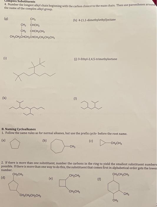 Solved Complex Substituents the name of the complex alkyl | Chegg.com