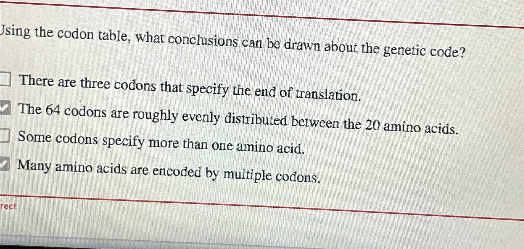 Solved Jsing the codon table, what conclusions can be drawn | Chegg.com