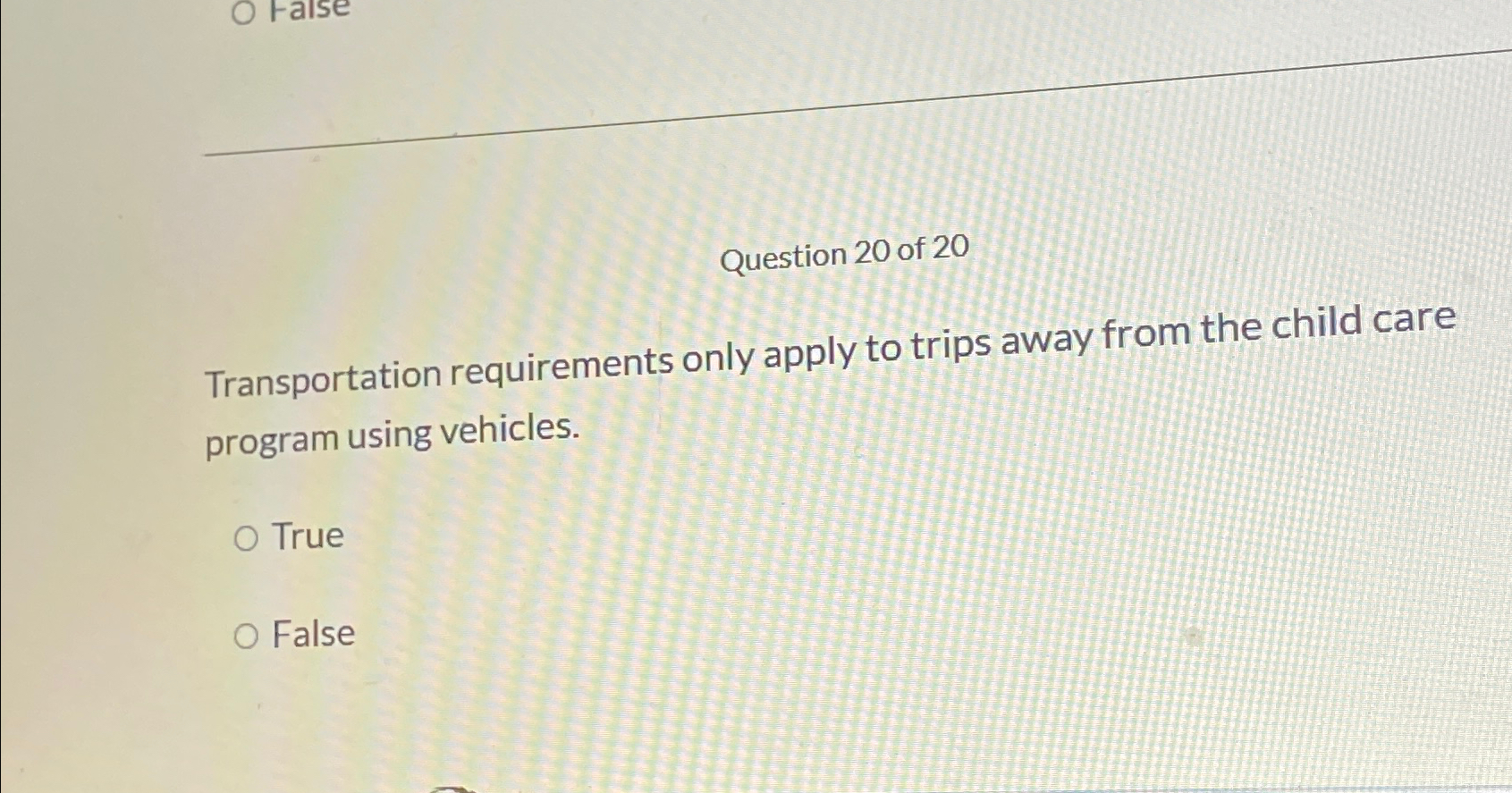 Solved Question 20 ﻿of 20Transportation requirements only | Chegg.com