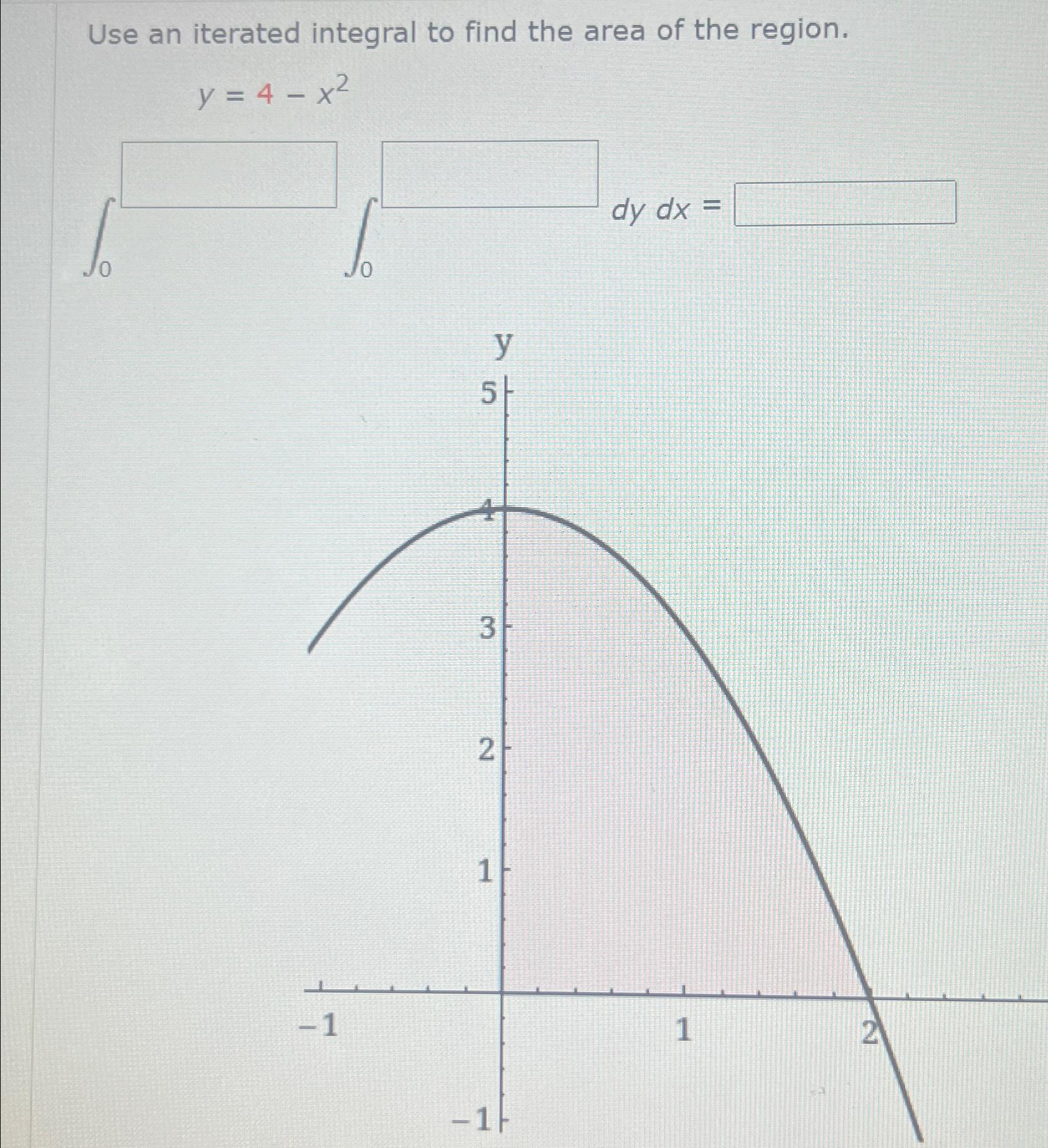 Solved Use an iterated integral to find the area of the | Chegg.com
