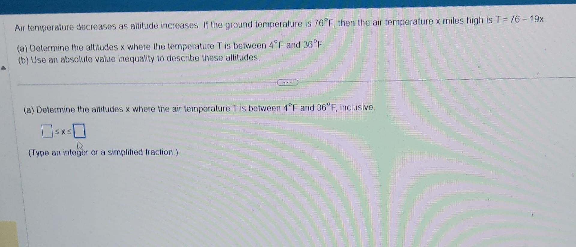 Solved Air temperature decreases as altitude increases. If | Chegg.com