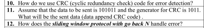 10. How do we use CRC (cyclic redundancy check) code | Chegg.com