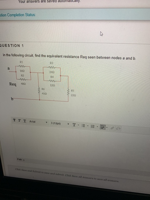 Solved Your answers are saved Stion Completion Status: | Chegg.com