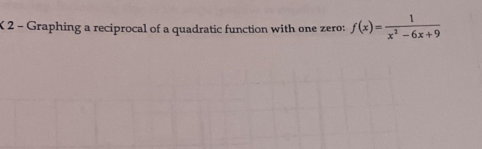 Solved 2 ﻿graphing A Reciprocal Of A Quadratic Function