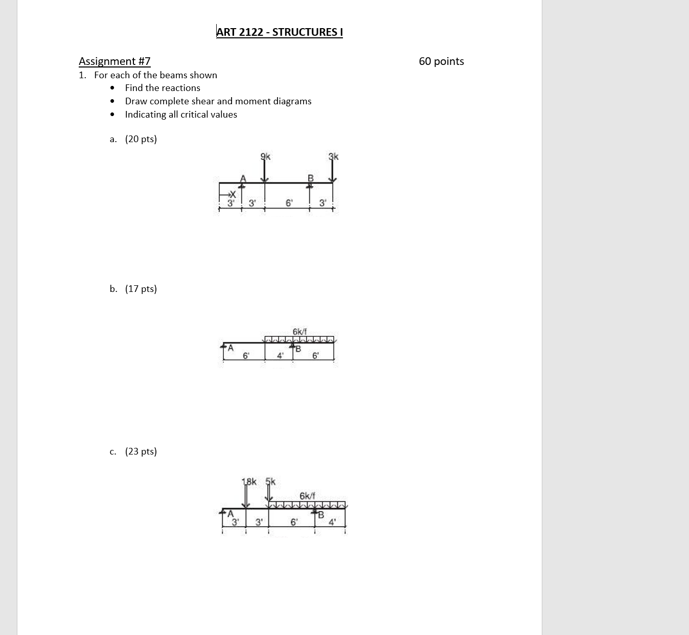 Solved ART 2122 - ﻿STRUCTURES IAssignment #760 ﻿pointsFor | Chegg.com