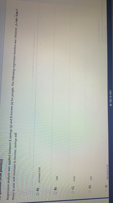 Solved point(s)) Regression analysis was applied between $ | Chegg.com