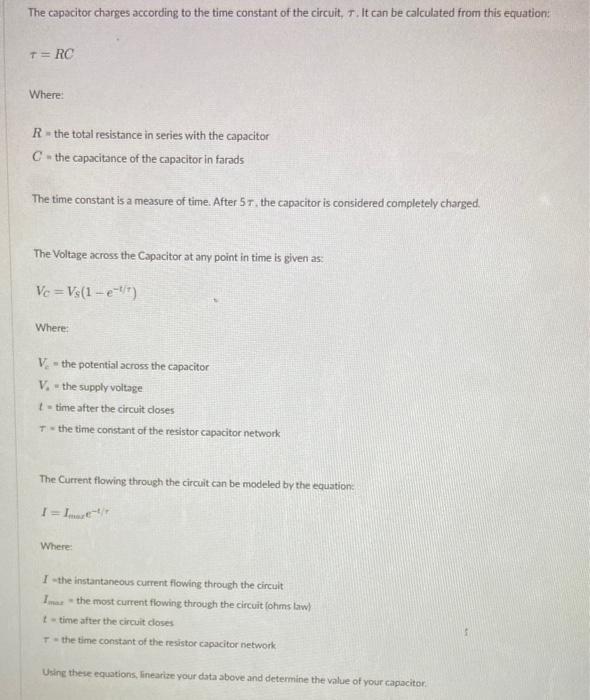 Solved potential (V)Schematic of Circuit:The capacitor | Chegg.com