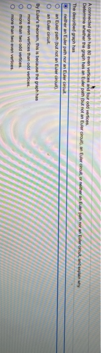 Solved A connected graph has 80 even vertices and four odd | Chegg.com