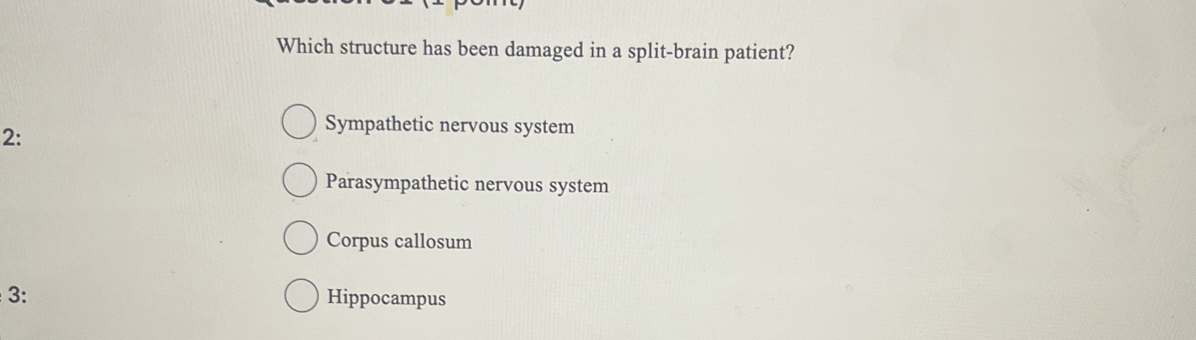 Solved Which structure has been damaged in a split-brain | Chegg.com