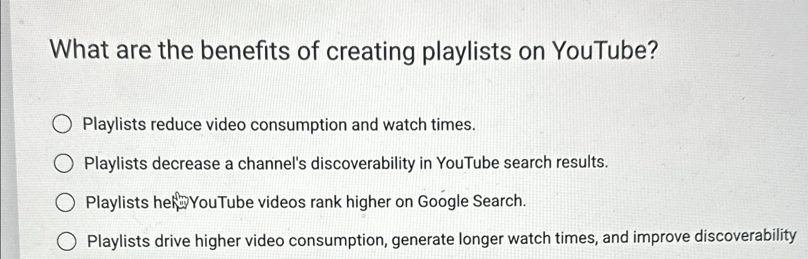 Solved What are the benefits of creating playlists on | Chegg.com