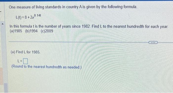 Solved In this formula t is the number of years since 1982. | Chegg.com