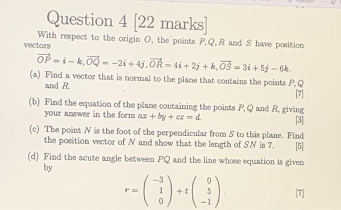 Solved With respect to the origin O, the points P,Q,R and S | Chegg.com