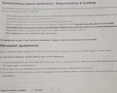 Solved Synchronous Lesson Reflection - ﻿Requirements & | Chegg.com