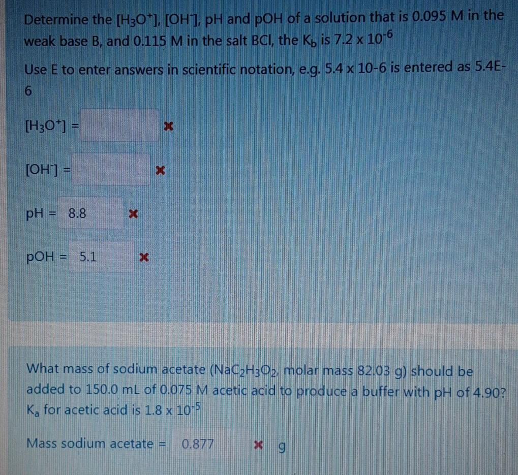 Solved Determine the [H30+], [OH), pH and pol of a solution | Chegg.com