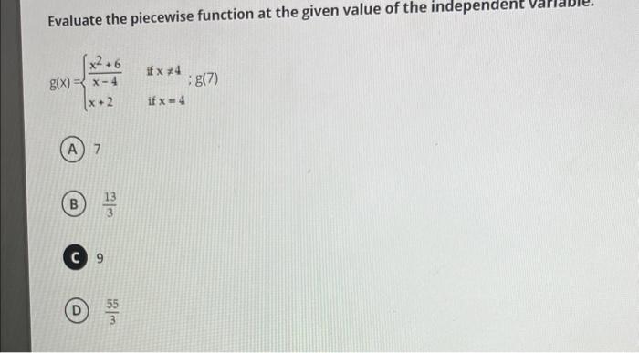 Solved Evaluate the piecewise function at the given value of | Chegg.com