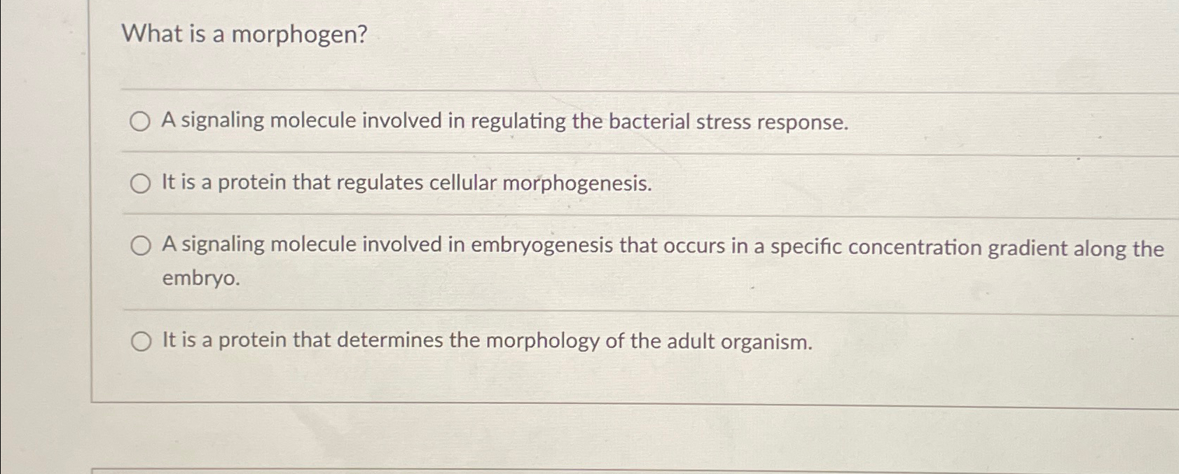 Solved What is a morphogen?A signaling molecule involved in | Chegg.com