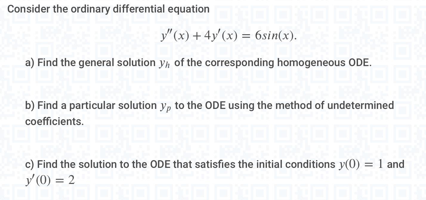 Solved Consider the ordinary differential | Chegg.com