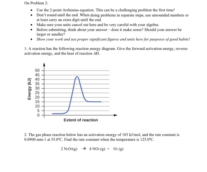Solved On Problem 2: Use the 2-point Arrhenius equation. | Chegg.com