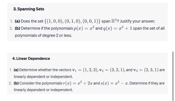 Solved 3. Spanning Sets 1. (a) Does the set | Chegg.com