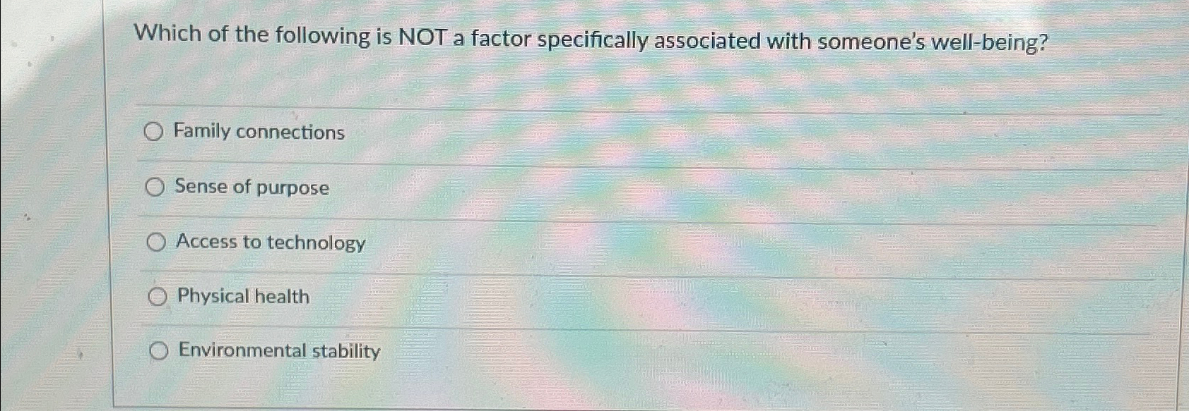 Solved Which of the following is NOT a factor specifically | Chegg.com