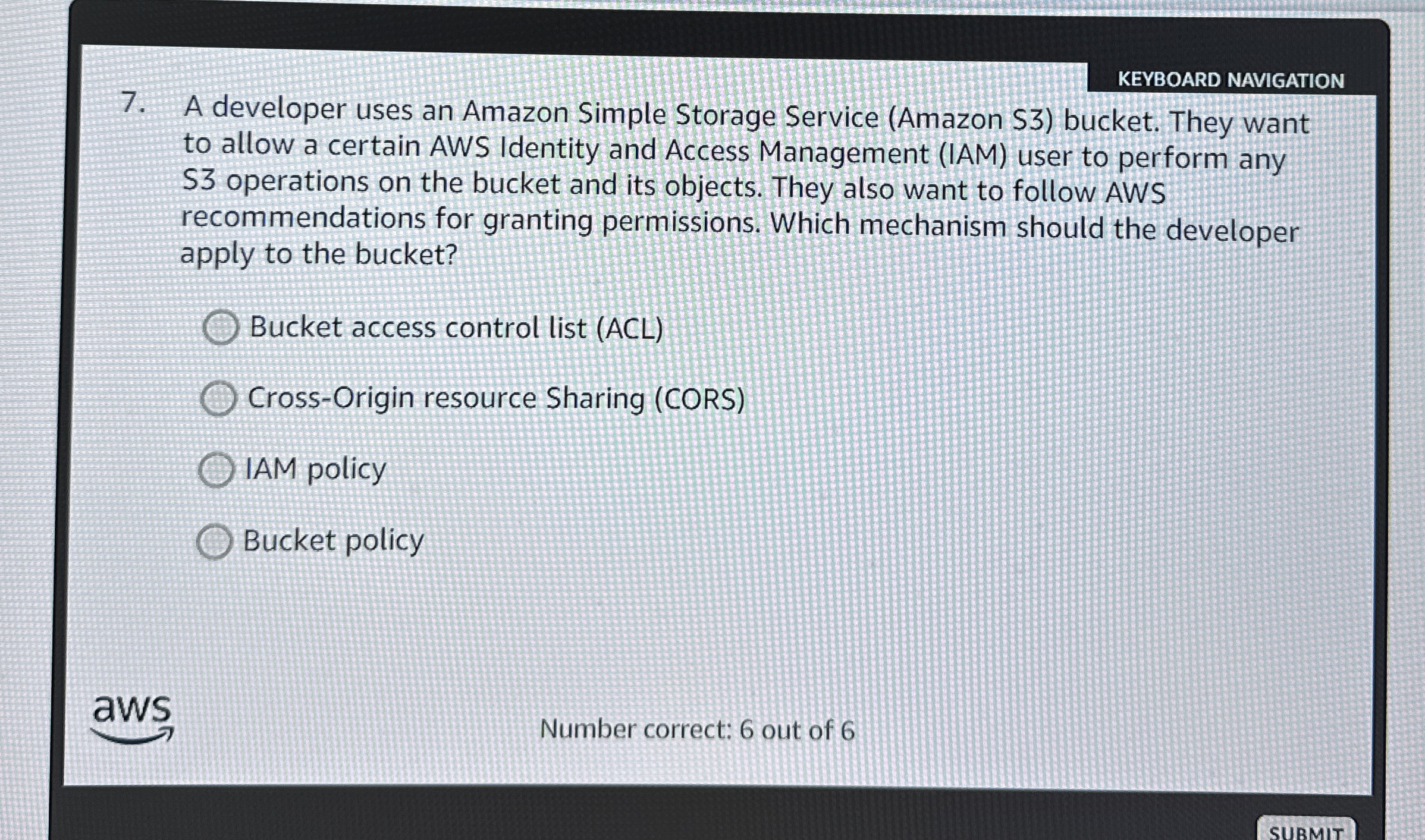 Solved KEYBOARD NAVIGATION7. ﻿A developer uses an Amazon | Chegg.com