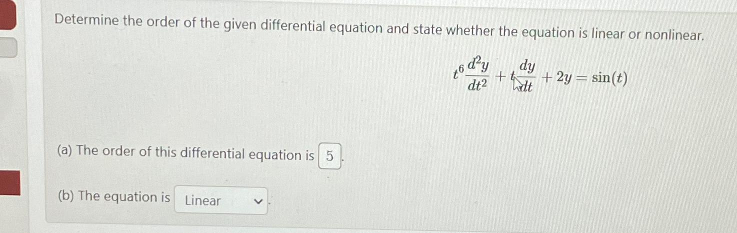Solved Determine the order of the given differential | Chegg.com