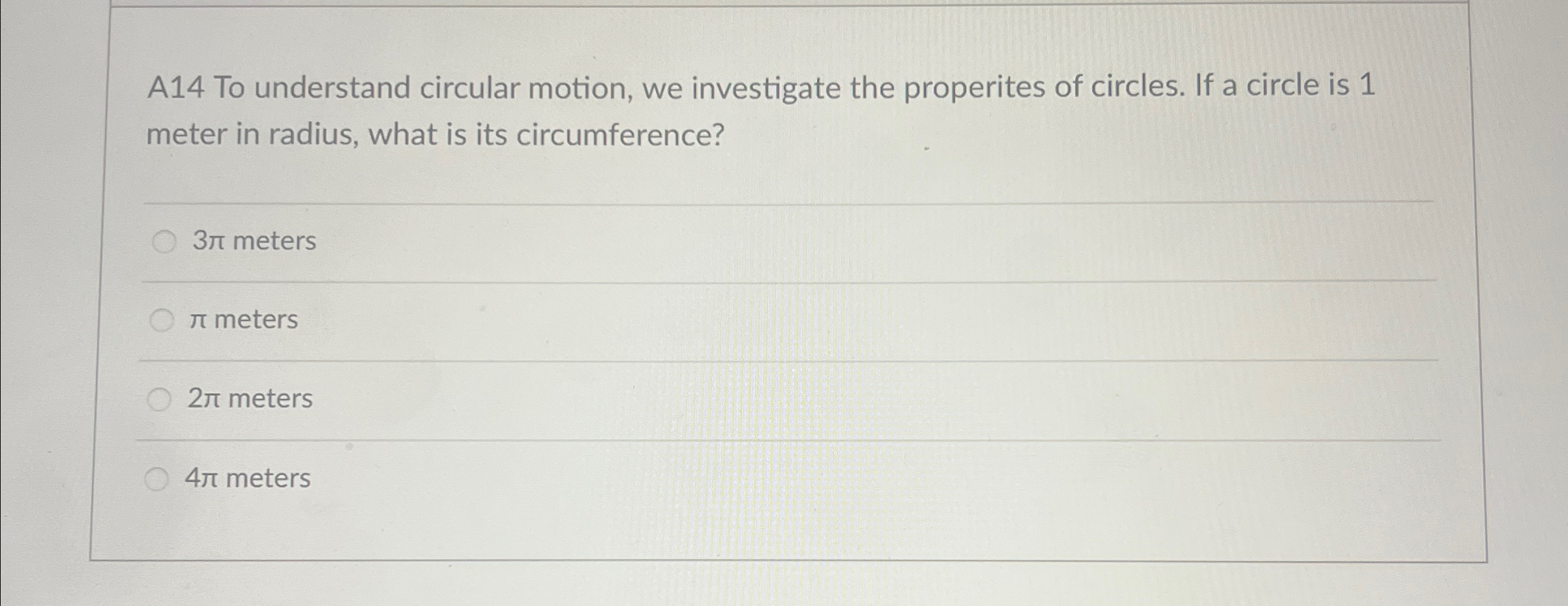 Solved A14 ﻿To understand circular motion, we investigate | Chegg.com