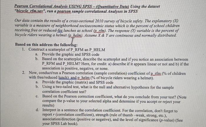 Solved Pearson Correlational Analysis USING SPSS - | Chegg.com