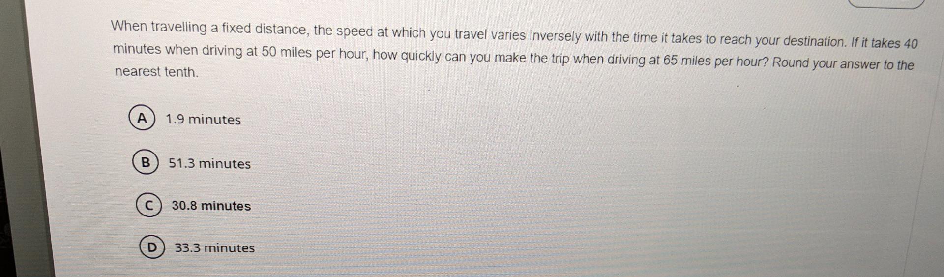 Solved When travelling a fixed distance, the speed at which | Chegg.com