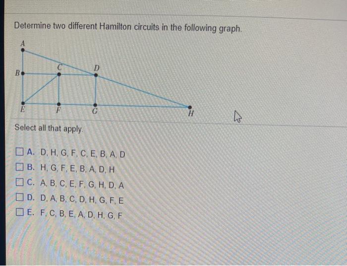 Solved Determine two different Hamilton circuits in the | Chegg.com