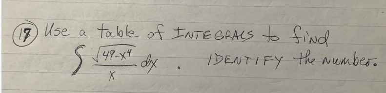 Solved (17) ﻿Use a table of IntegRALS to | Chegg.com
