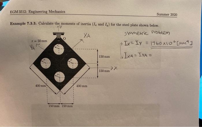 Solved EGM 3512: Engineering Mechanics Summer 2020 Example | Chegg.com