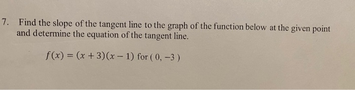 Solved 7. Find the slope of the tangent line to the graph of | Chegg.com