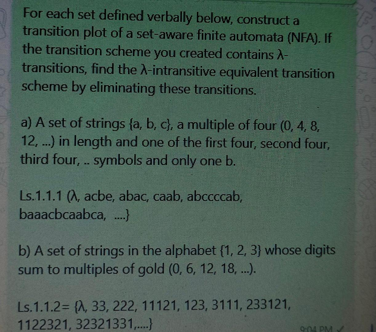 Solved For each set defined verbally below, construct a | Chegg.com