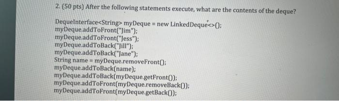 Solved 2. ( 50pts ) After the following statements execute, | Chegg.com