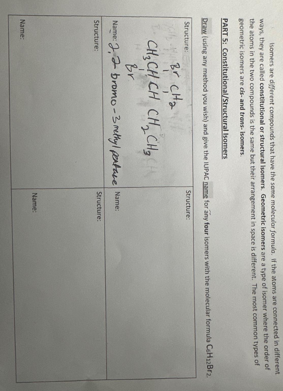 Solved Isomers are different compounds that have the same | Chegg.com