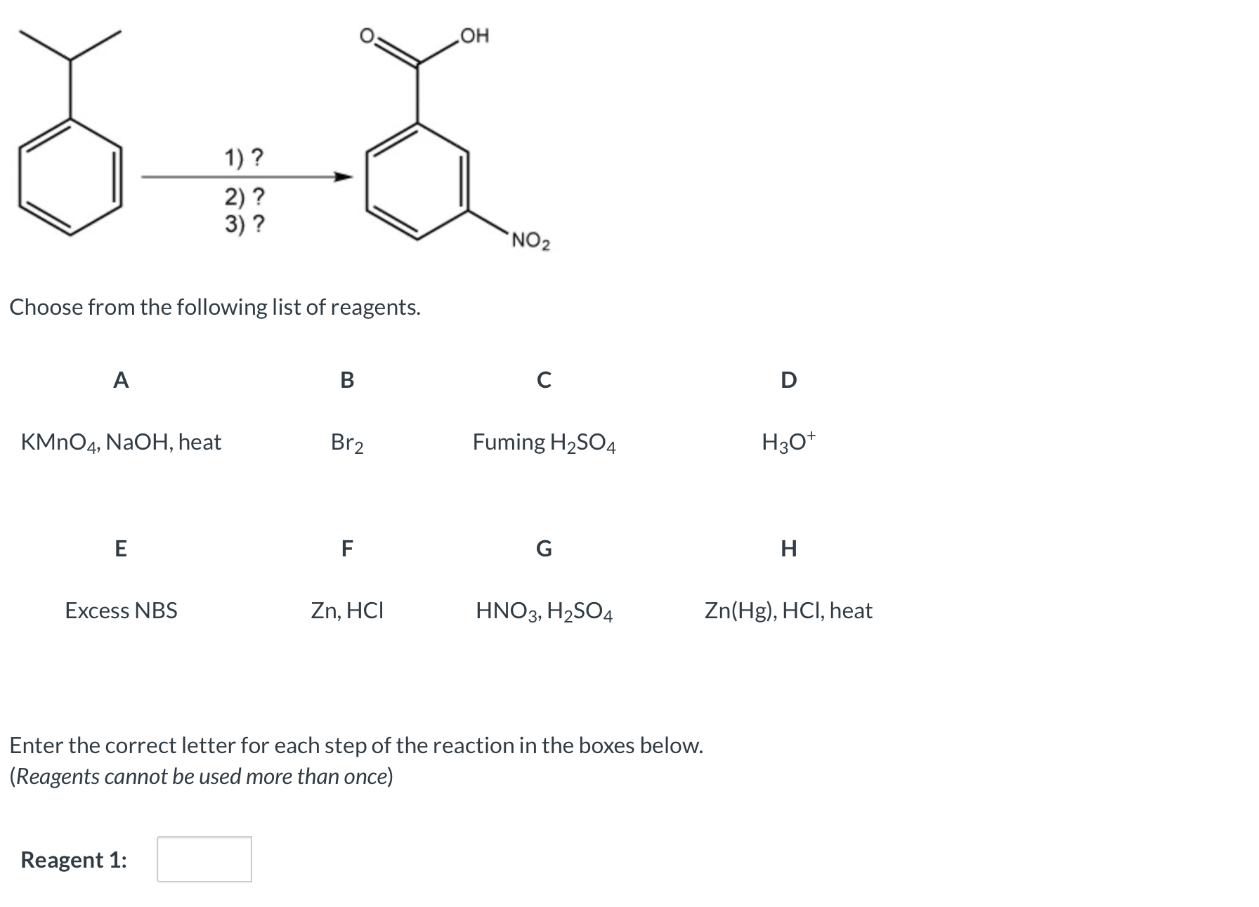 Solved Choose from the following list of ﻿reagents.Enter the | Chegg.com