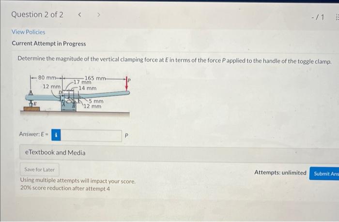 Solved Determine the magnitude of the vertical clamping | Chegg.com