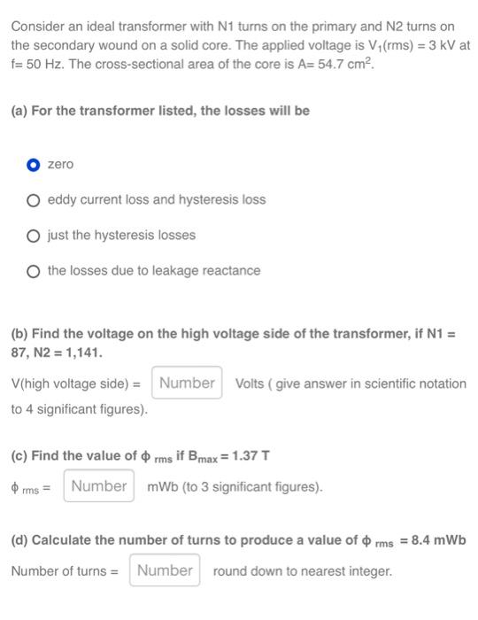 Solved The magnetising reactance is given, in standard | Chegg.com