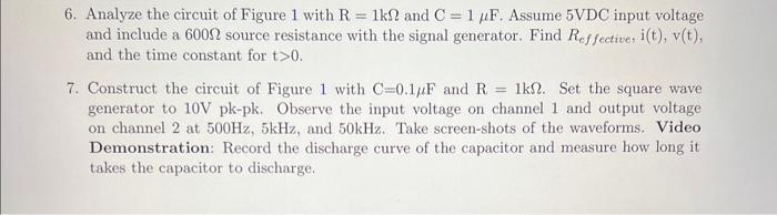 Solved Voltage Source Figure 1 Rc Circuit6 Analyze The