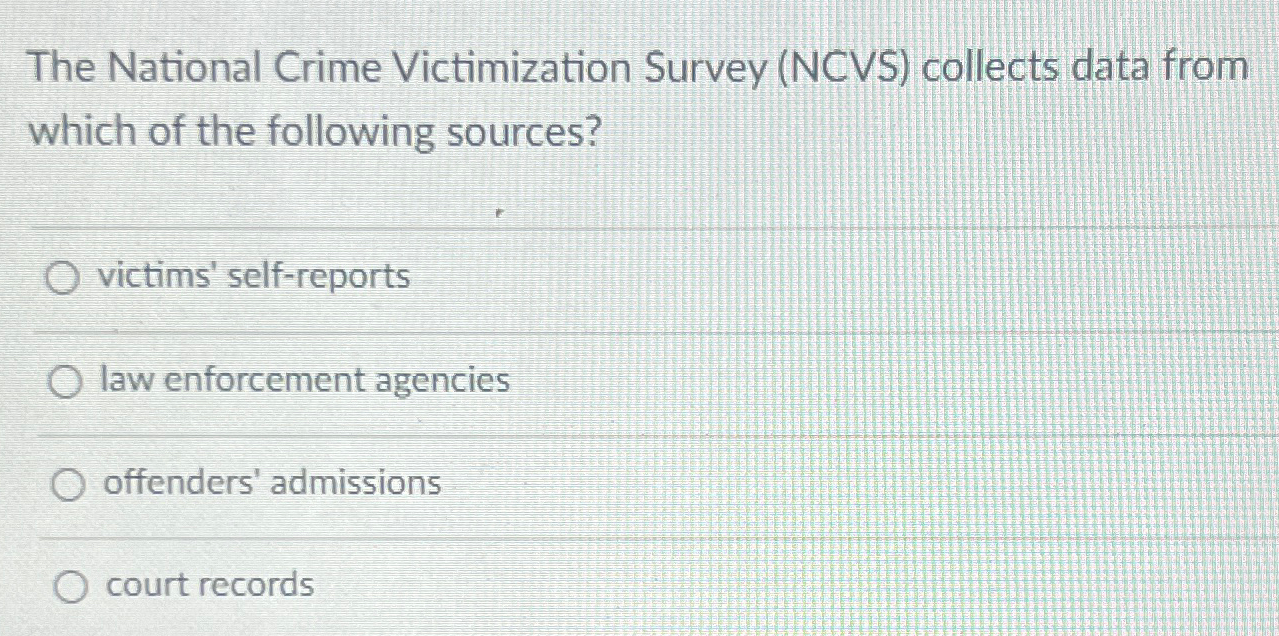Solved The National Crime Victimization Survey (NCVS) | Chegg.com